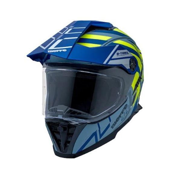 Capacete Bieffe B-Trail Defender Cinza Moon Fosco e Azul - motoatacamaloja